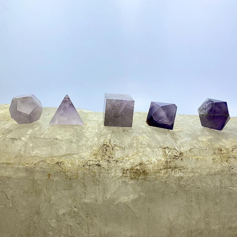 Amethyst Platonic Solids Sacred Geometry Shape Set – Nature's Treasures