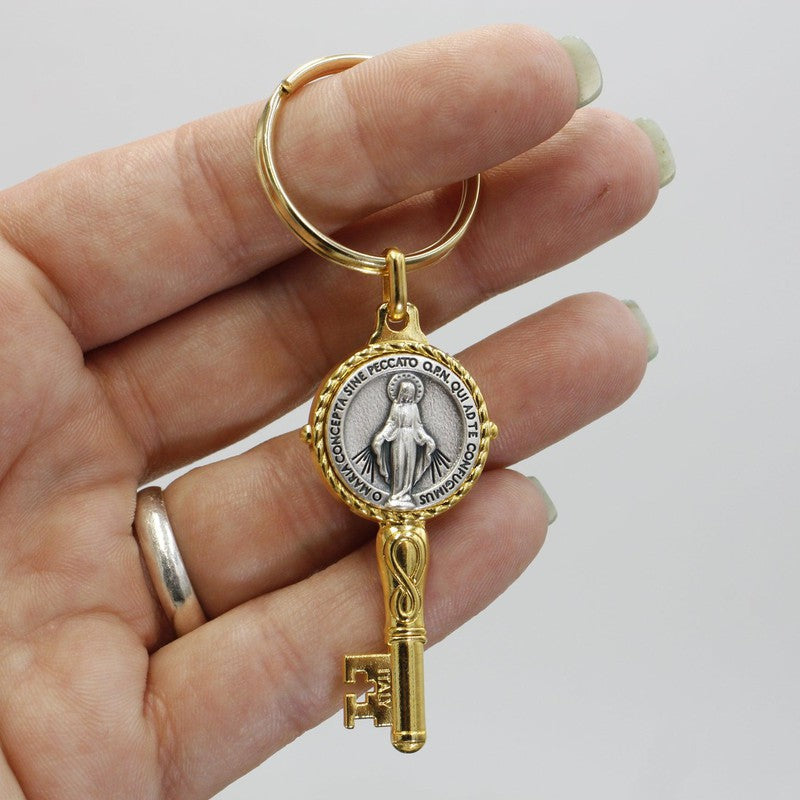 Two-Sided Saint Virgin Mary Keychains || Gold Plated Metal – Nature's ...
