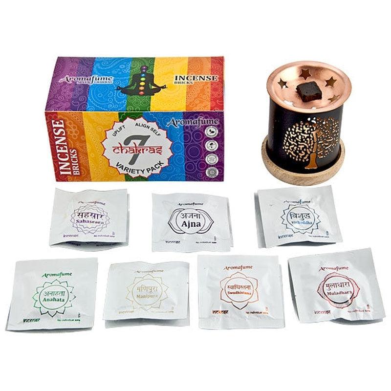 7 Chakra Incense Brick Set || Burner & 7 Types of Incense – Nature's ...